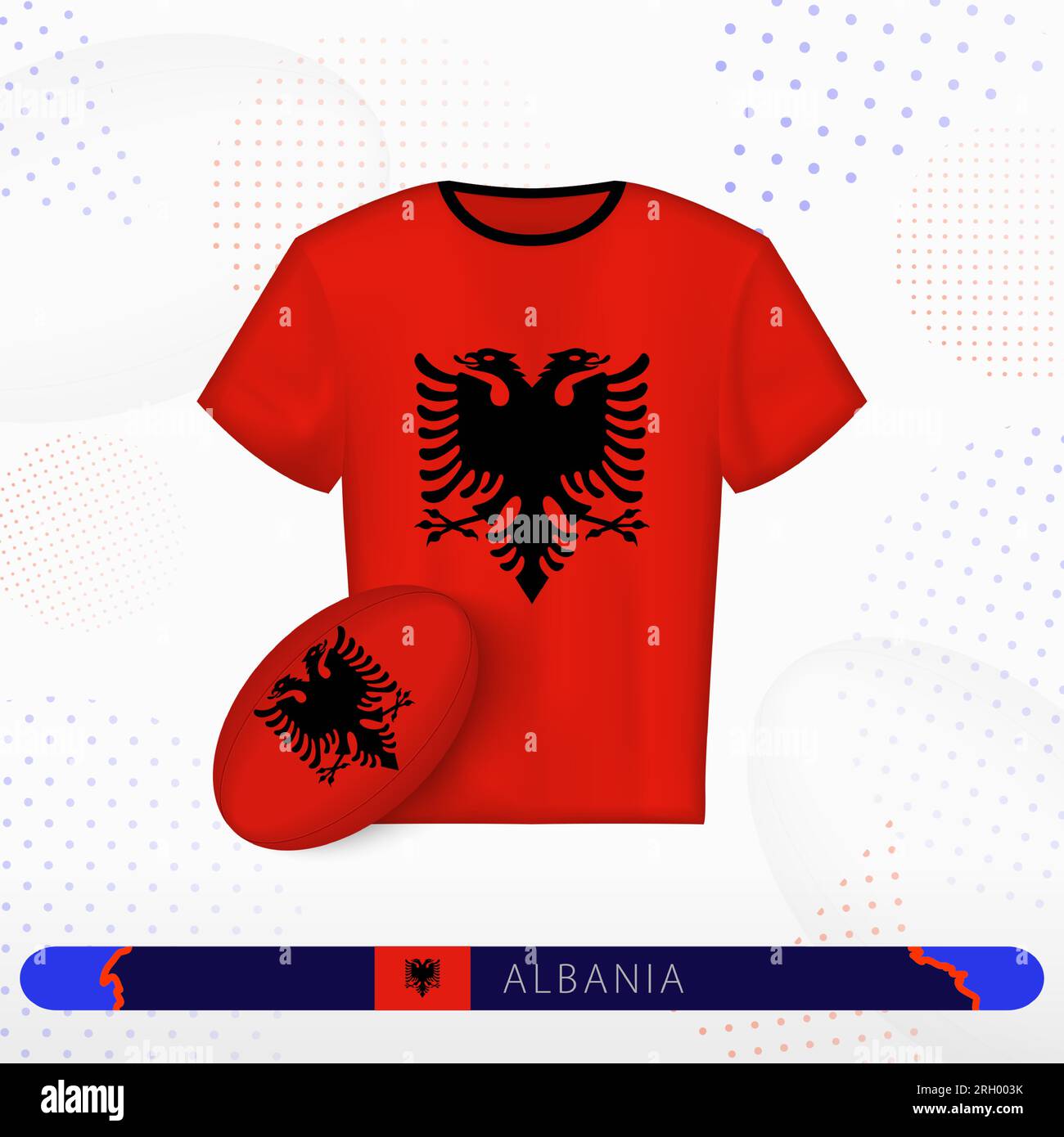 Albania rugby jersey with rugby ball of Albania on abstract sport ...