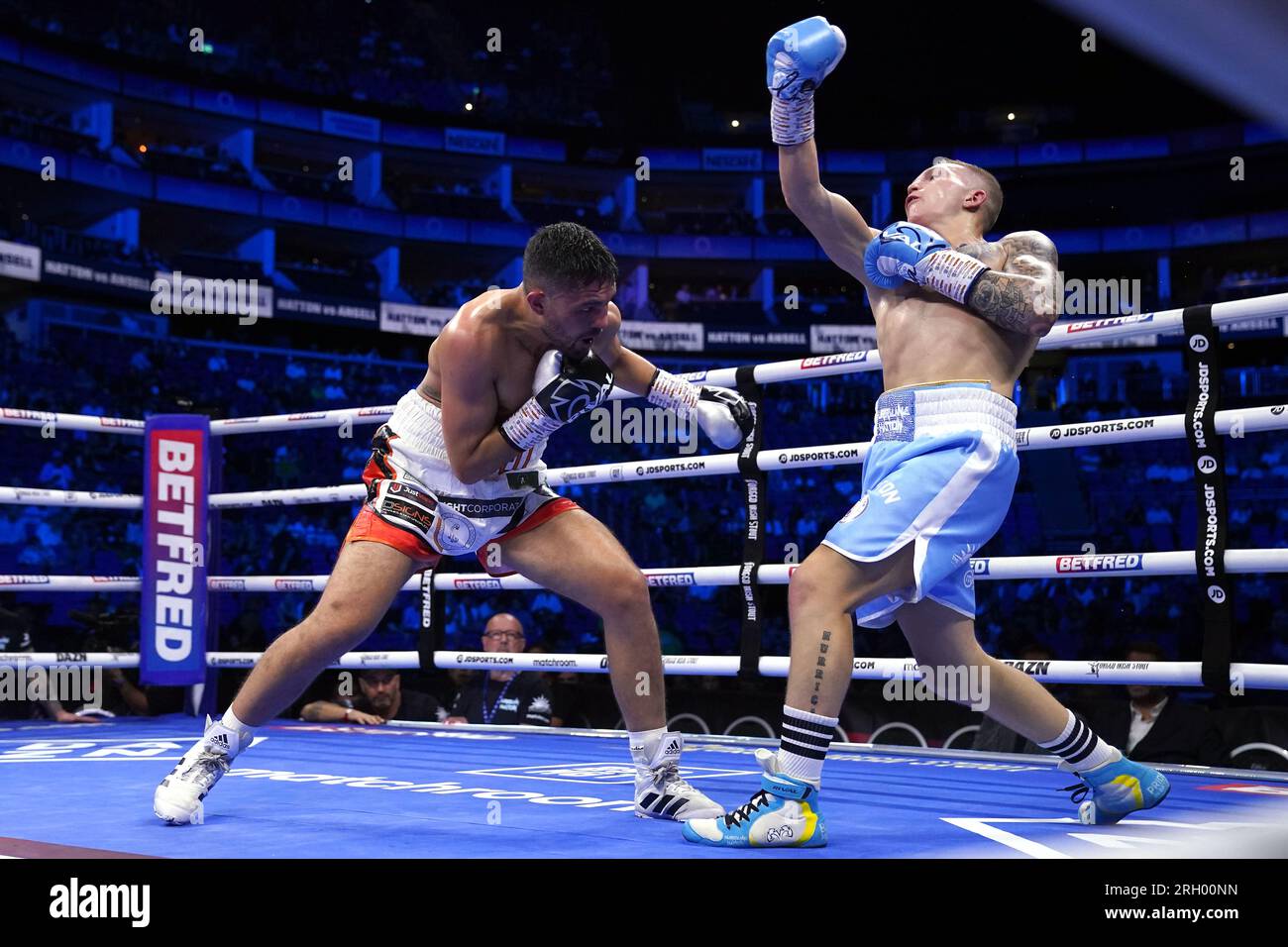 Campbell Hatton (right) in action against Tom Ansell in the Super ...