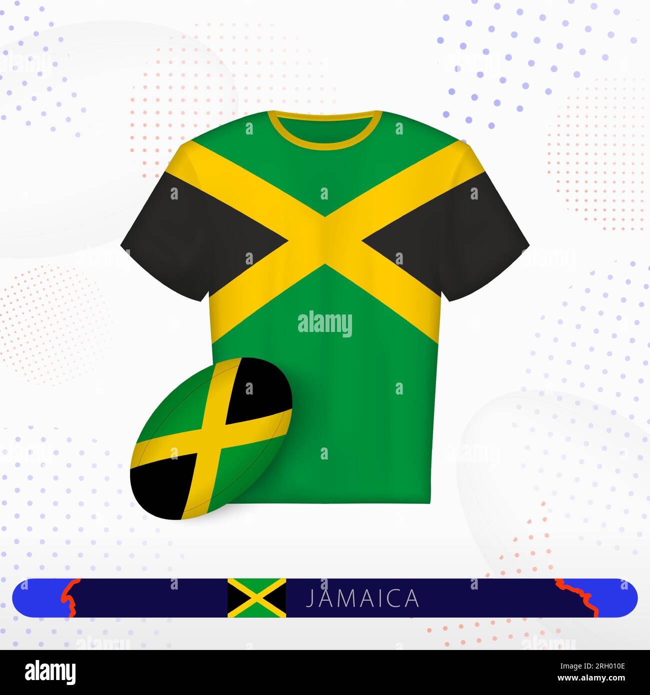 Jamaica rugby jersey with rugby ball of Jamaica on abstract sport ...