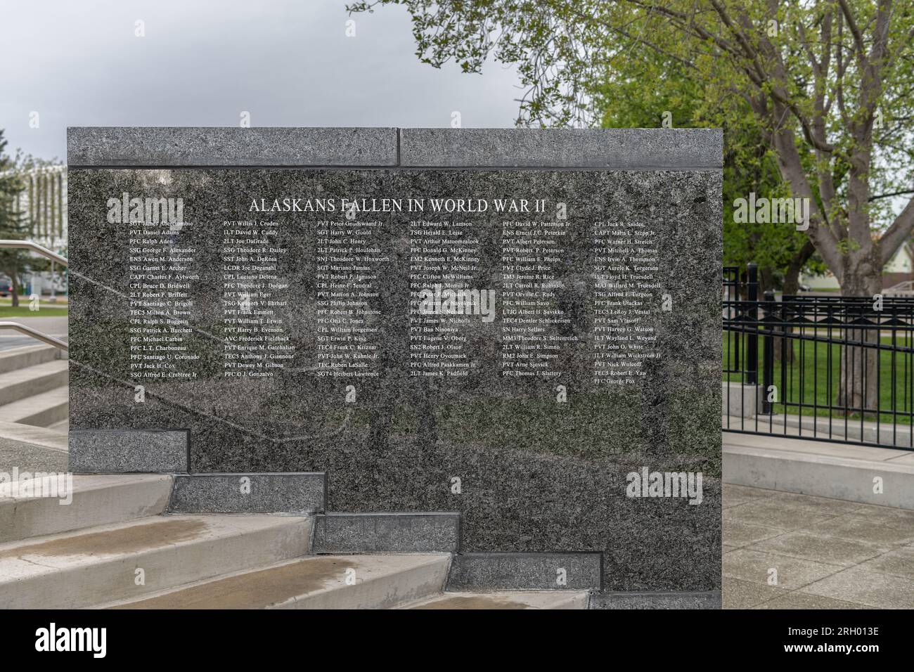Alaska World War II Memorial in Delaney Park, Anchorage, Alaska, USA ...