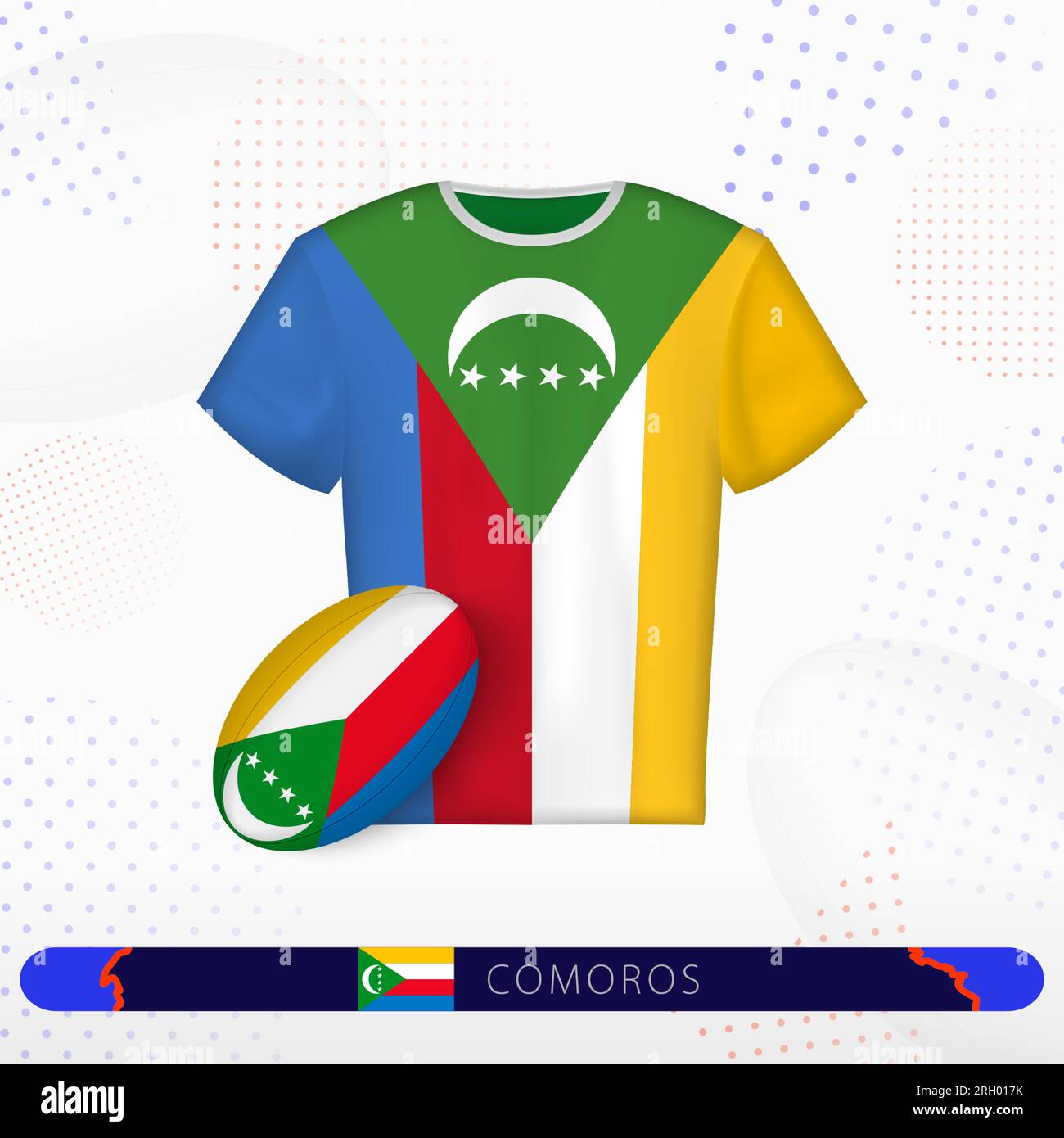 Comoros rugby jersey with rugby ball of Comoros on abstract sport ...