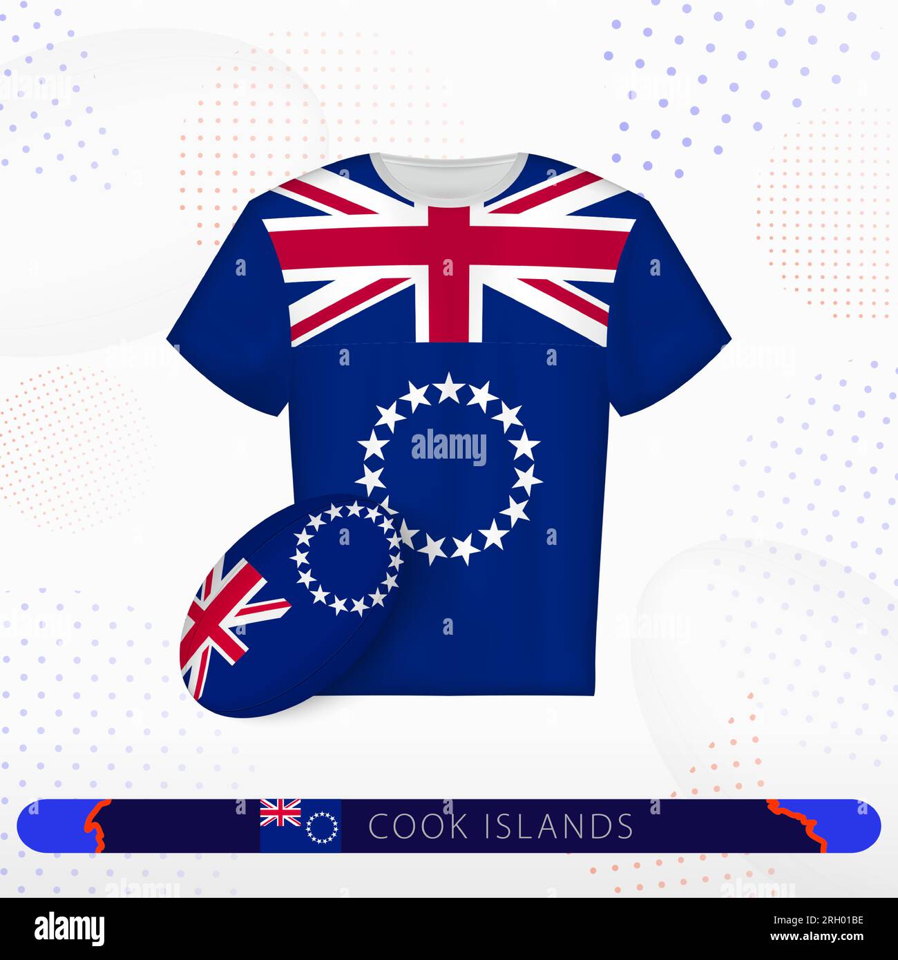 Cook Islands rugby jersey with rugby ball of Cook Islands on abstract ...