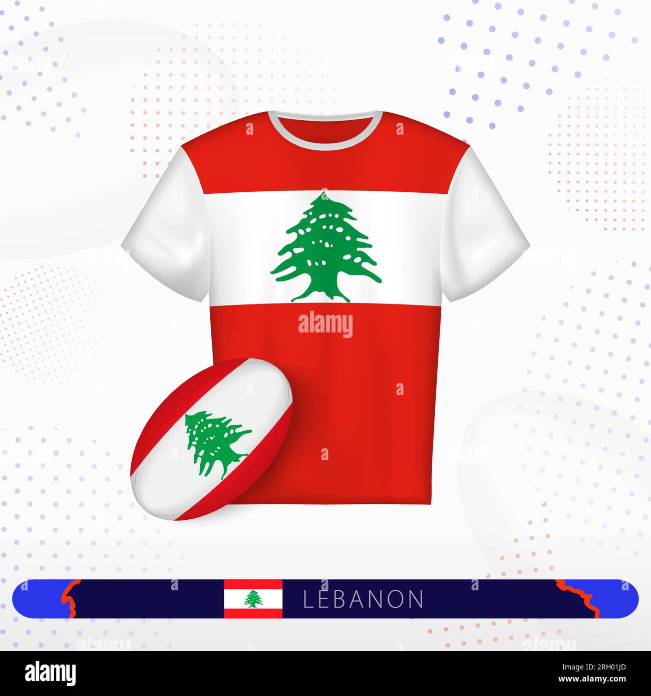 Lebanon rugby jersey with rugby ball of Lebanon on abstract sport ...