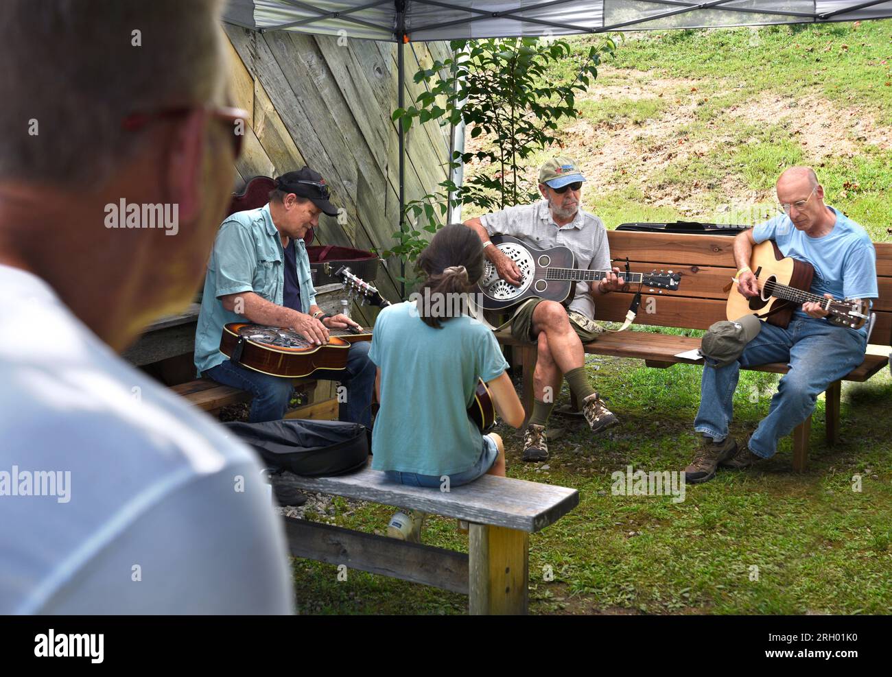 Musicians relax before performing at the Carter Fold, a country music ...