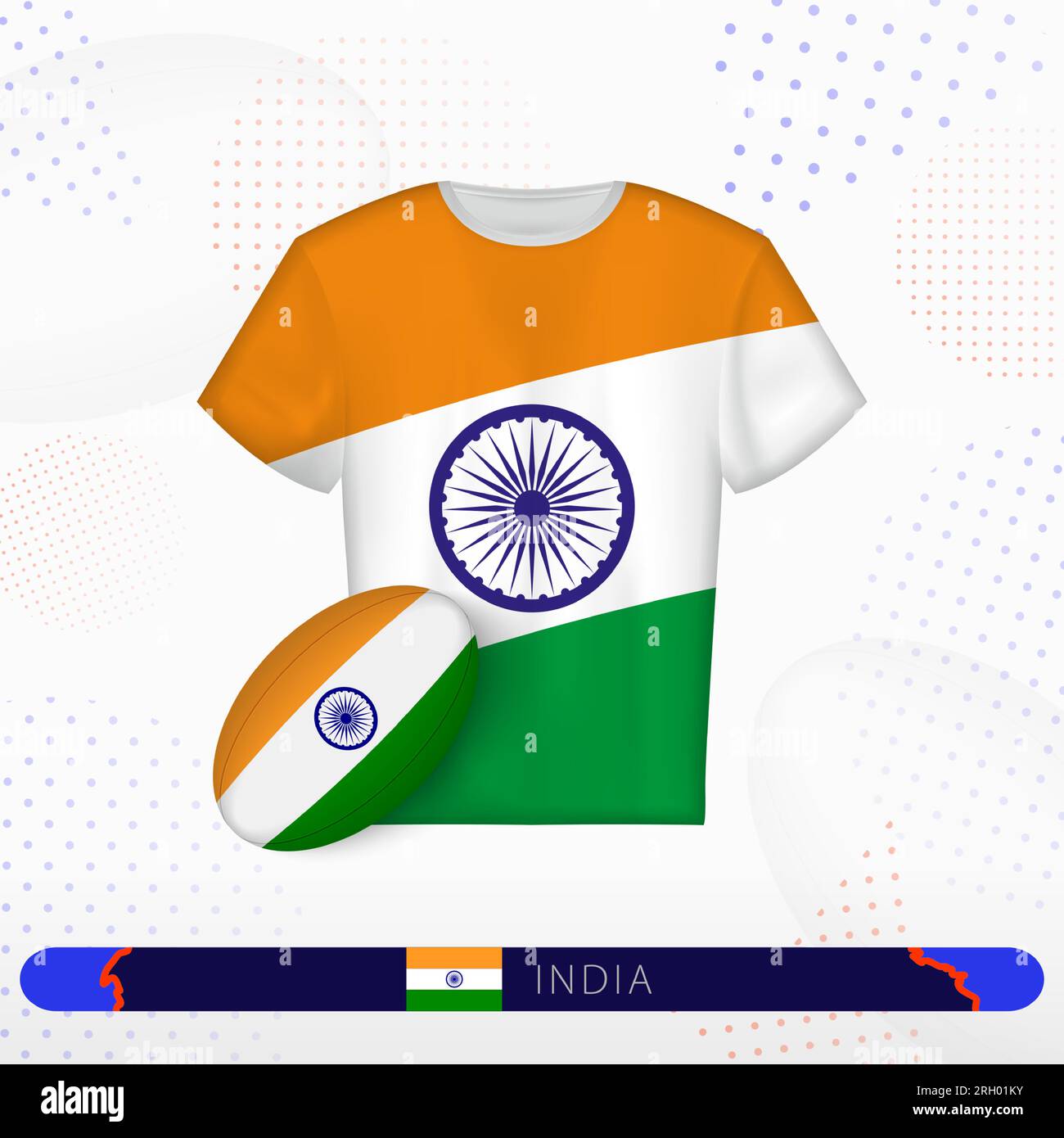 India rugby jersey with rugby ball of India on abstract sport ...