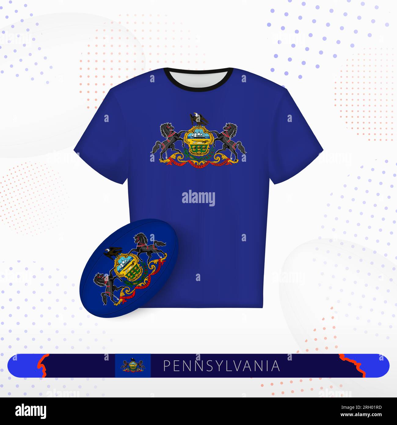 Pennsylvania rugby jersey with rugby ball of Pennsylvania on abstract ...