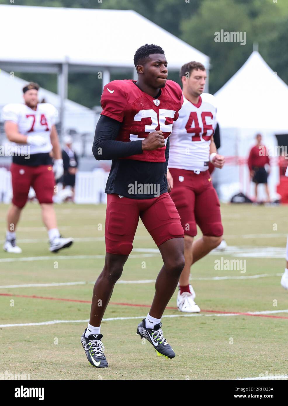 Washington Commanders safety Percy Butler (35) during the stretching ...