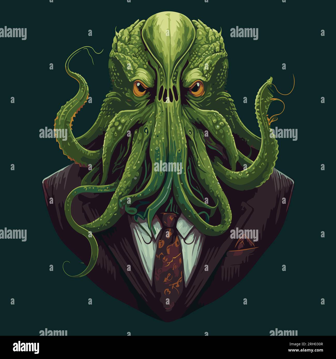 Business Cthulhu in a Fancy Pinstripe, Suit. Cryptobro Monster. Vector ...