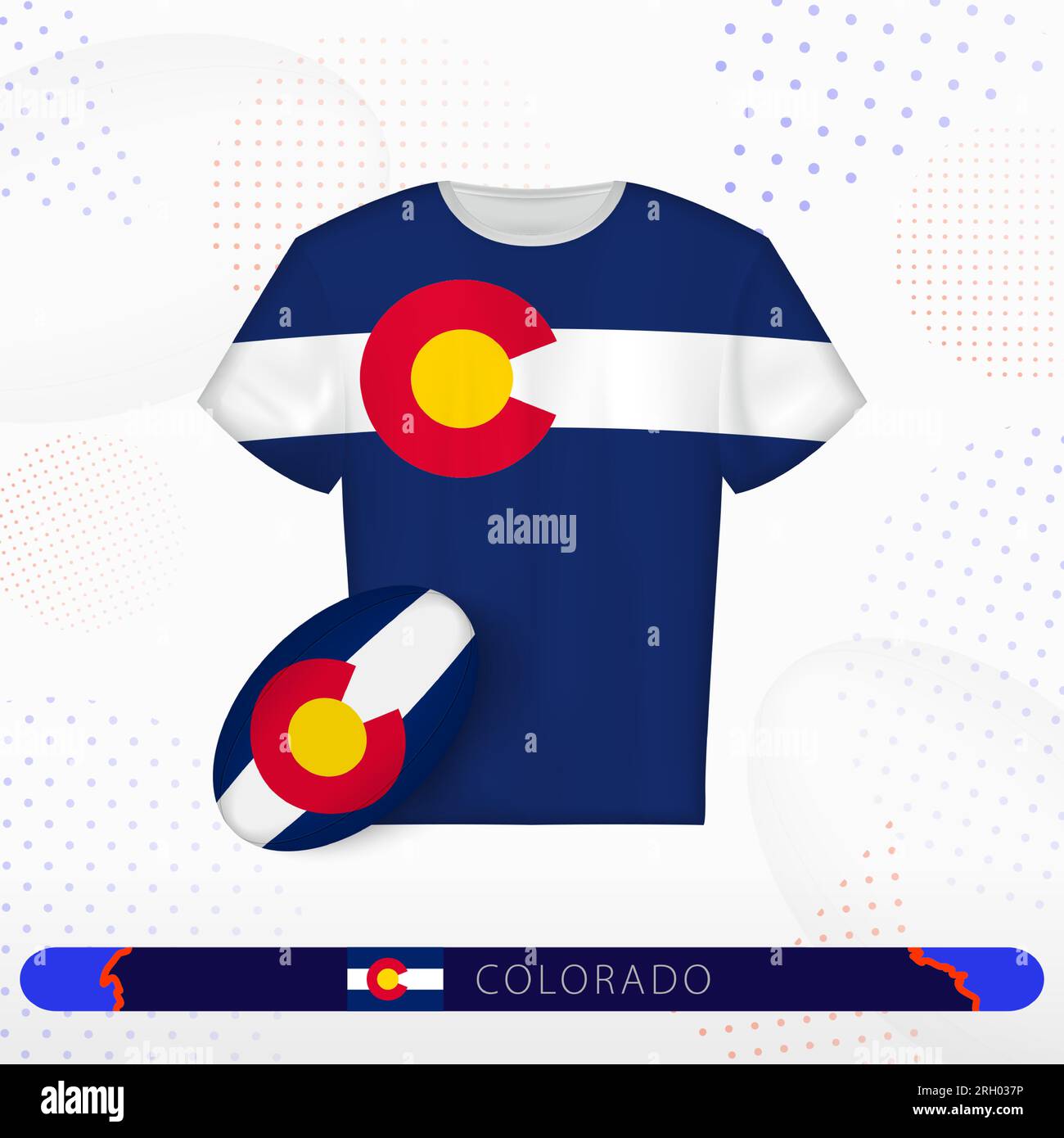 Colorado rugby jersey with rugby ball of Colorado on abstract sport ...