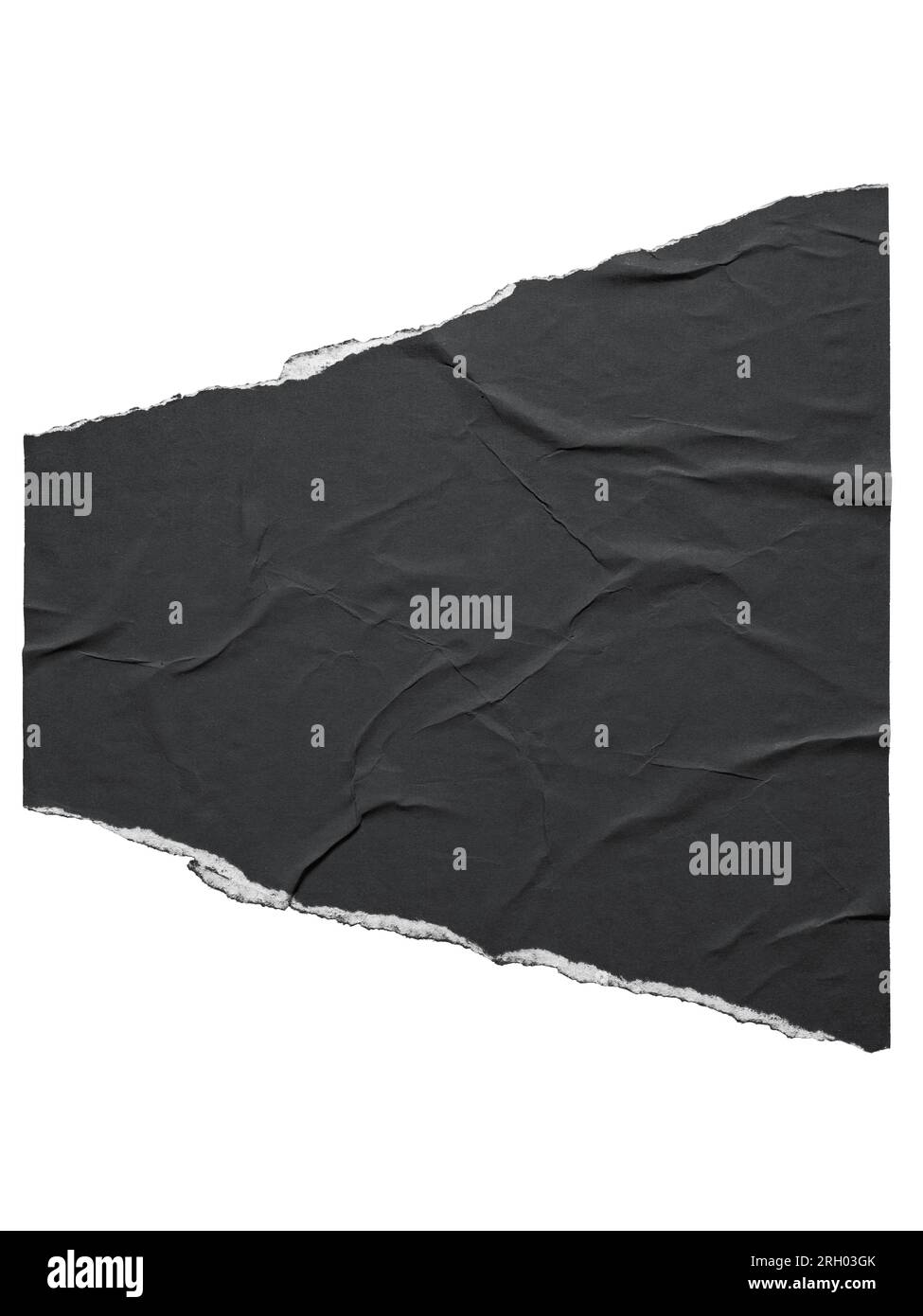 Torn black paper with angled edge on white background with clipping ...