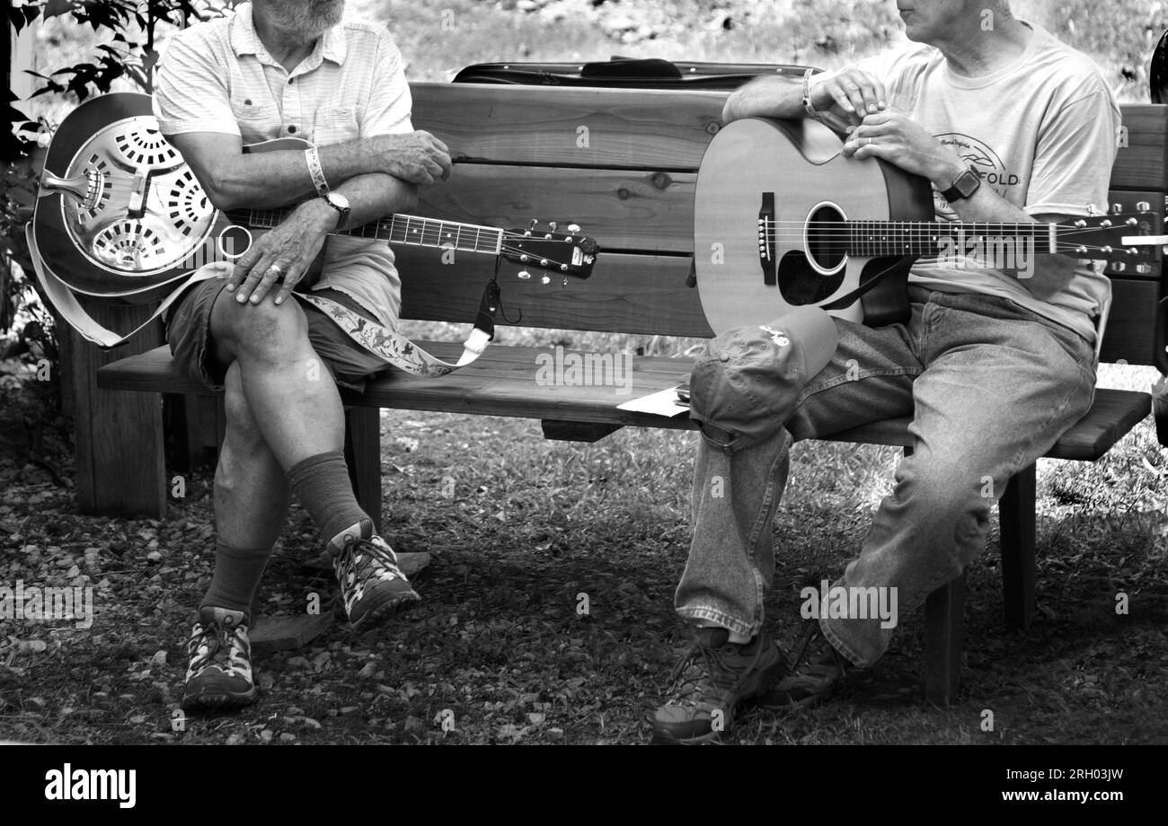 Musicians relax before performing at the Carter Fold, a country music ...