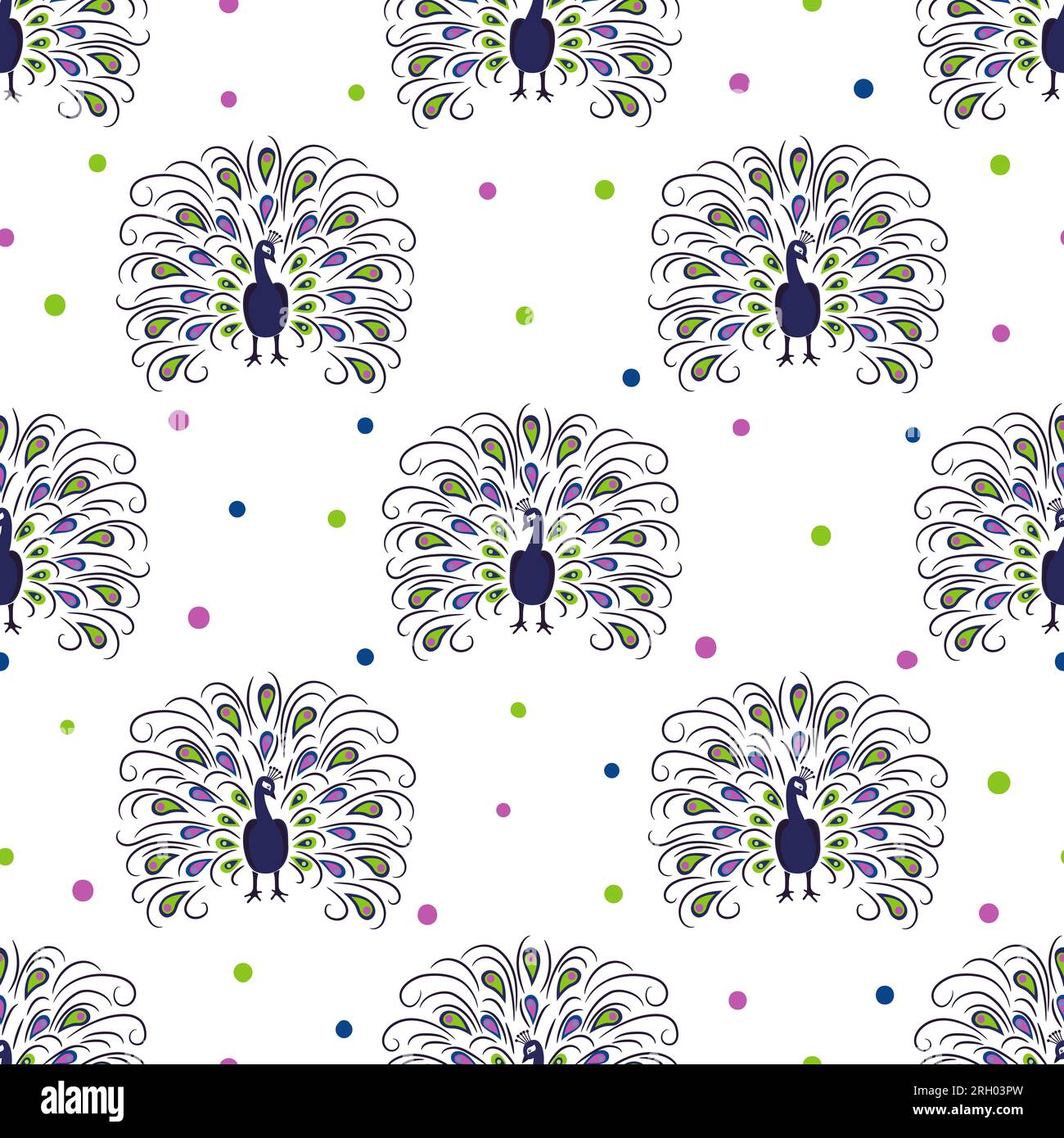 Seamless peacock pattern. Vector background with beautiful birds Stock ...