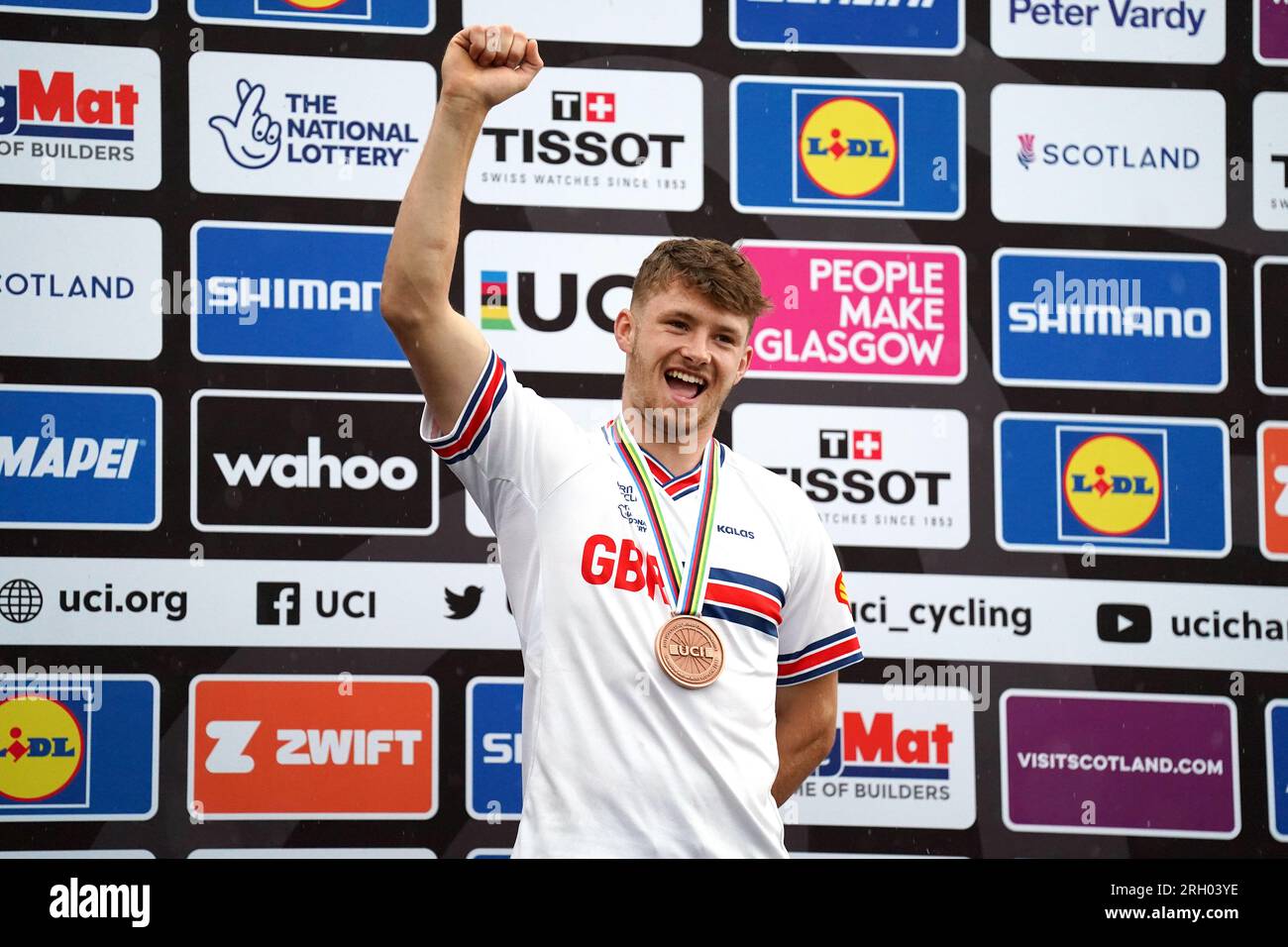 Great Britain's Charlie Rolls celebrates with the bronze medal for the ...