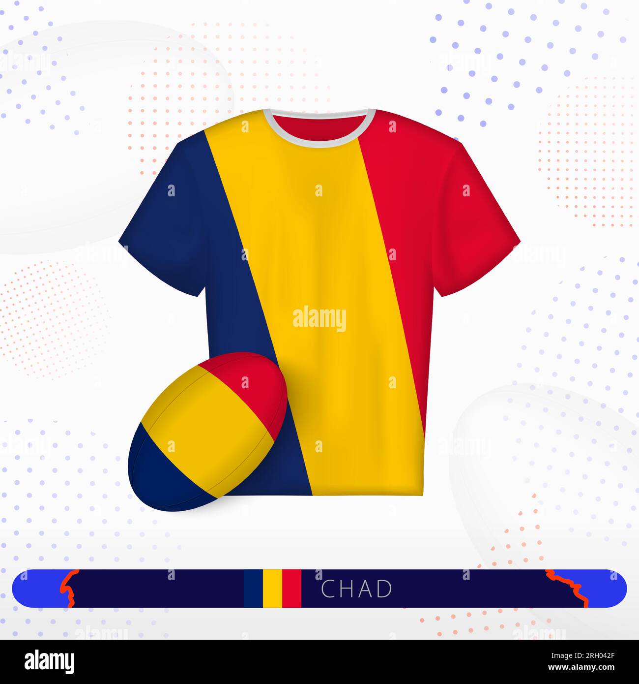 Chad rugby jersey with rugby ball of Chad on abstract sport background ...