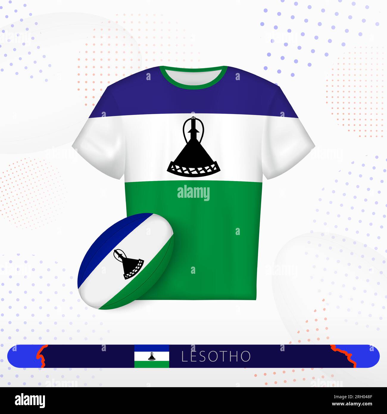 Lesotho rugby jersey with rugby ball of Lesotho on abstract sport ...