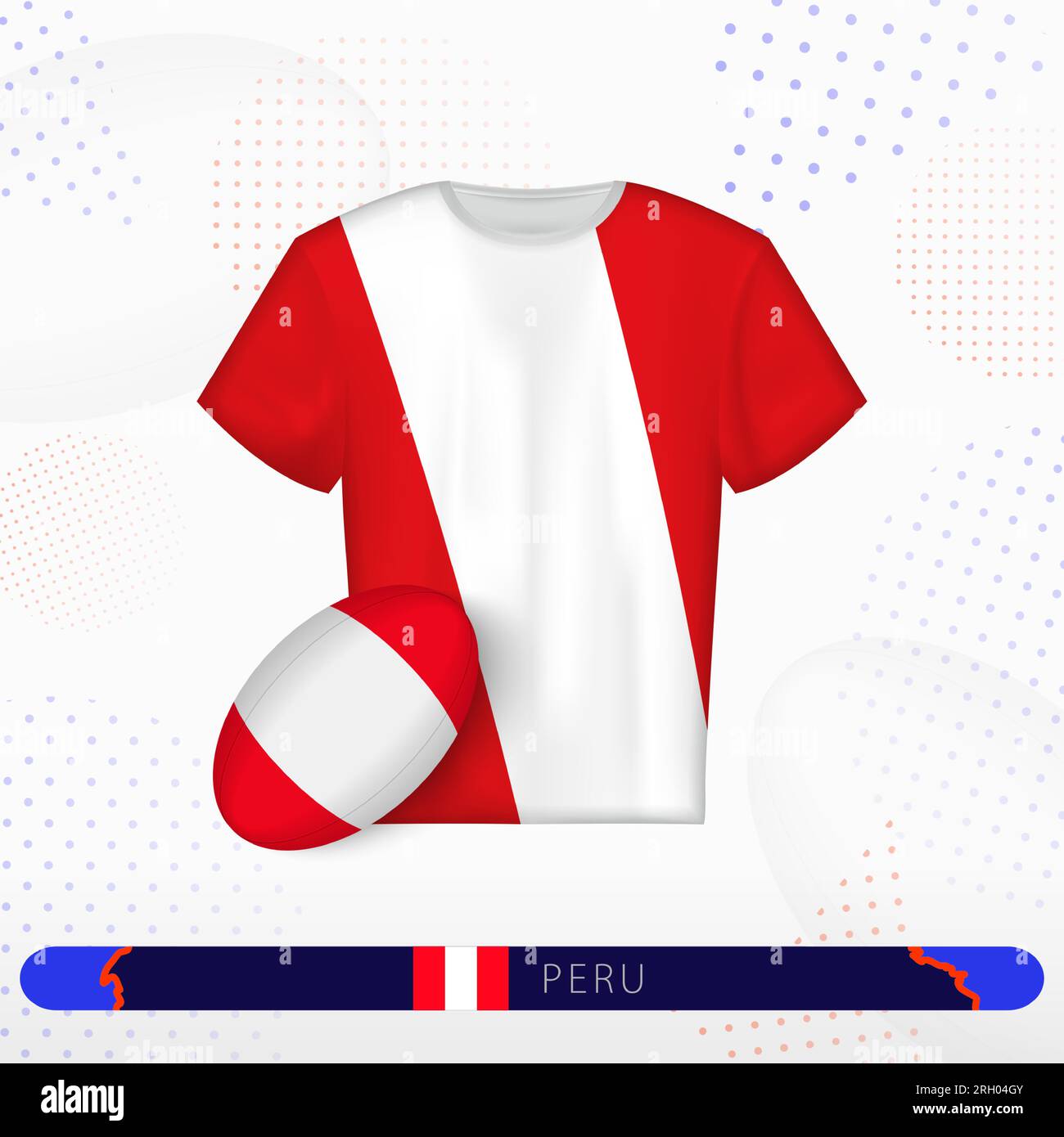 Peru rugby jersey with rugby ball of Peru on abstract sport background ...