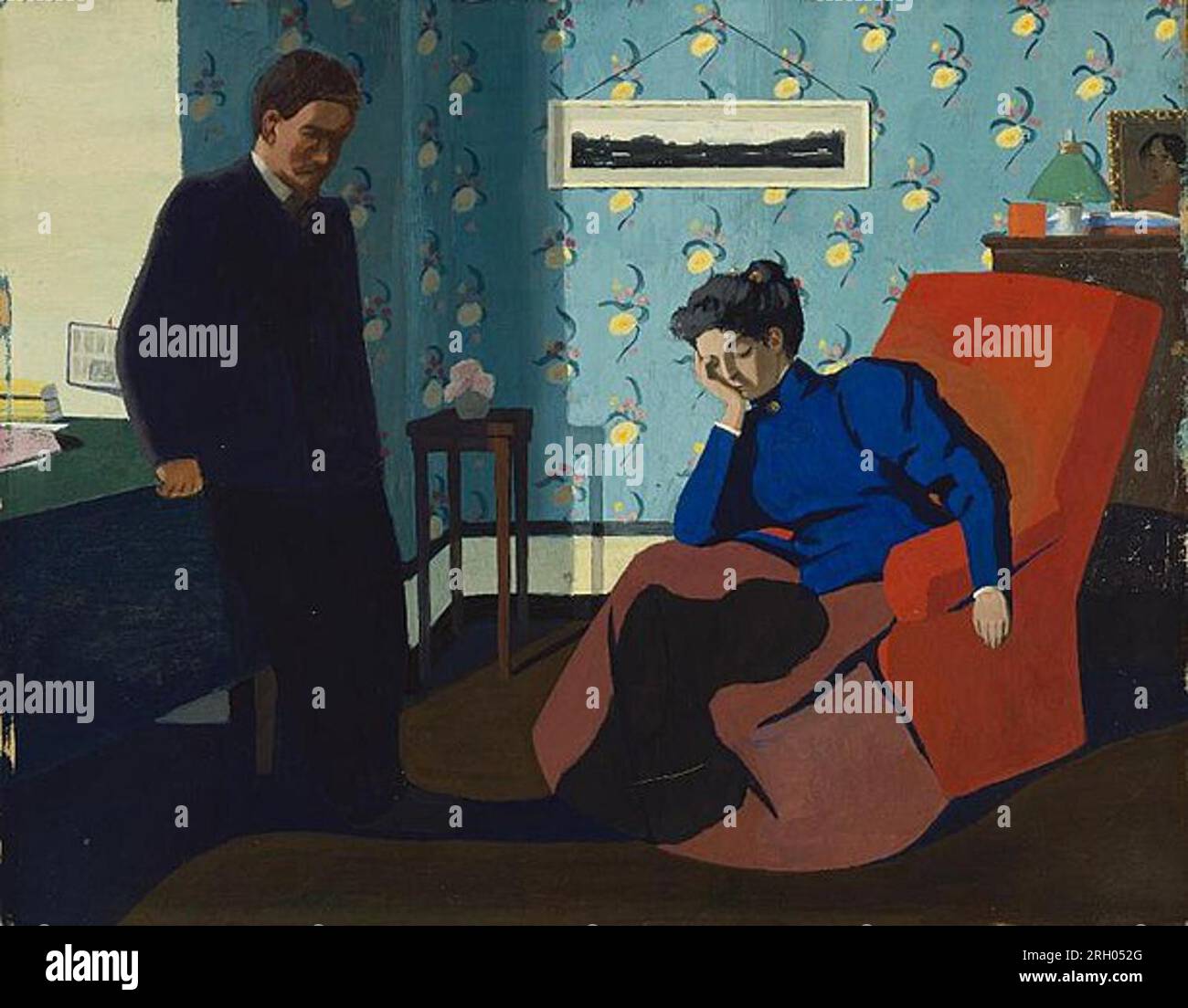 Interior with red armchair and figures 1899 by Félix Vallotton Stock ...