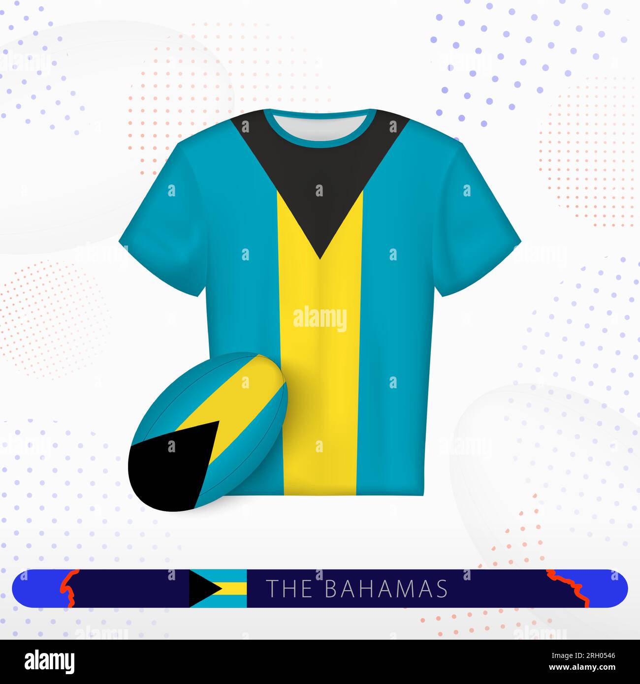 The Bahamas rugby jersey with rugby ball of The Bahamas on abstract ...