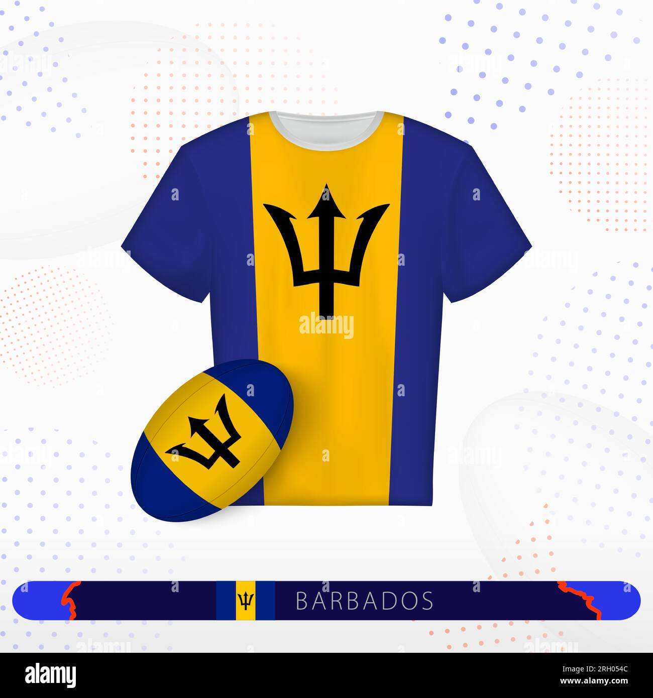 Barbados rugby jersey with rugby ball of Barbados on abstract sport ...