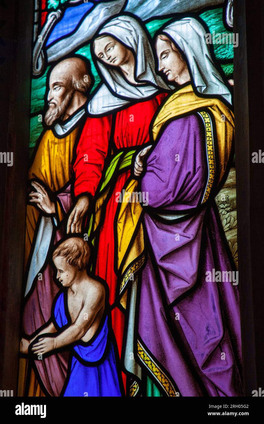 Stained glass window at St Andrew's Church, Castle Combe Village in ...