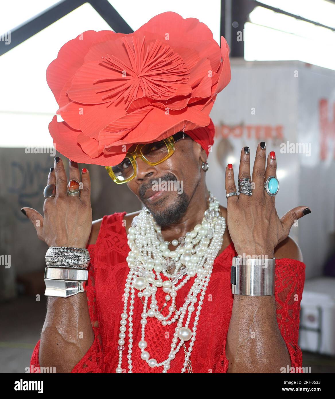 New Orleans, USA. 12th Aug, 2023. An event goer participate in the Red ...