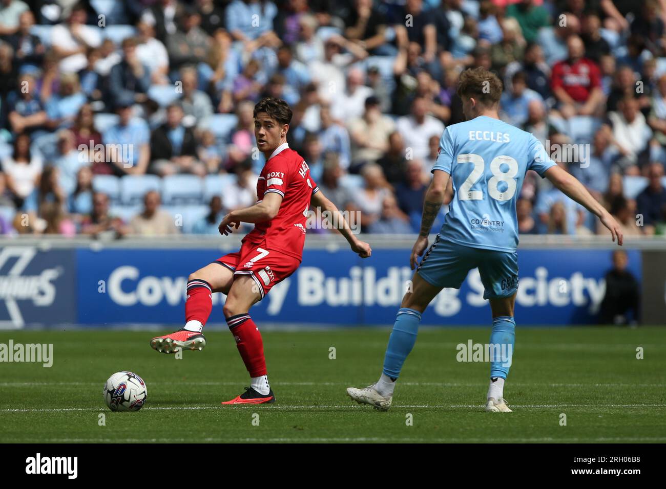 Hayden Hackney #7 of Middlesbrough passes the ball during the Sky Bet ...