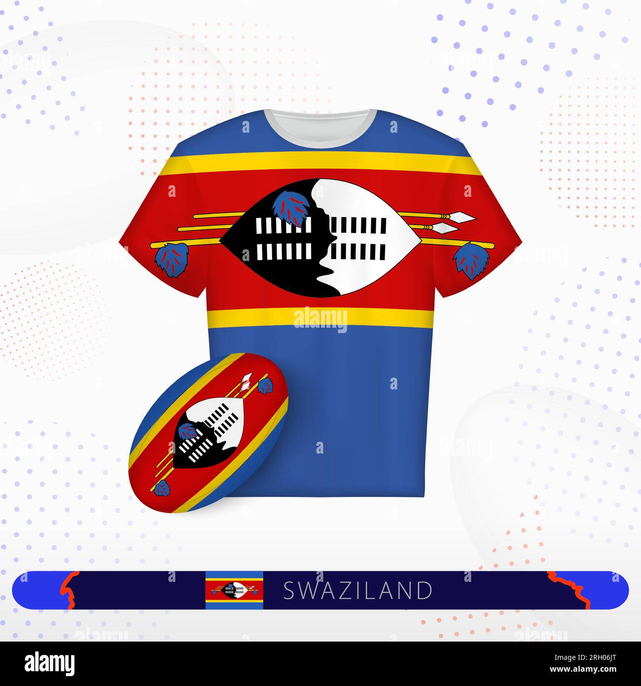 Swaziland rugby jersey with rugby ball of Swaziland on abstract sport ...