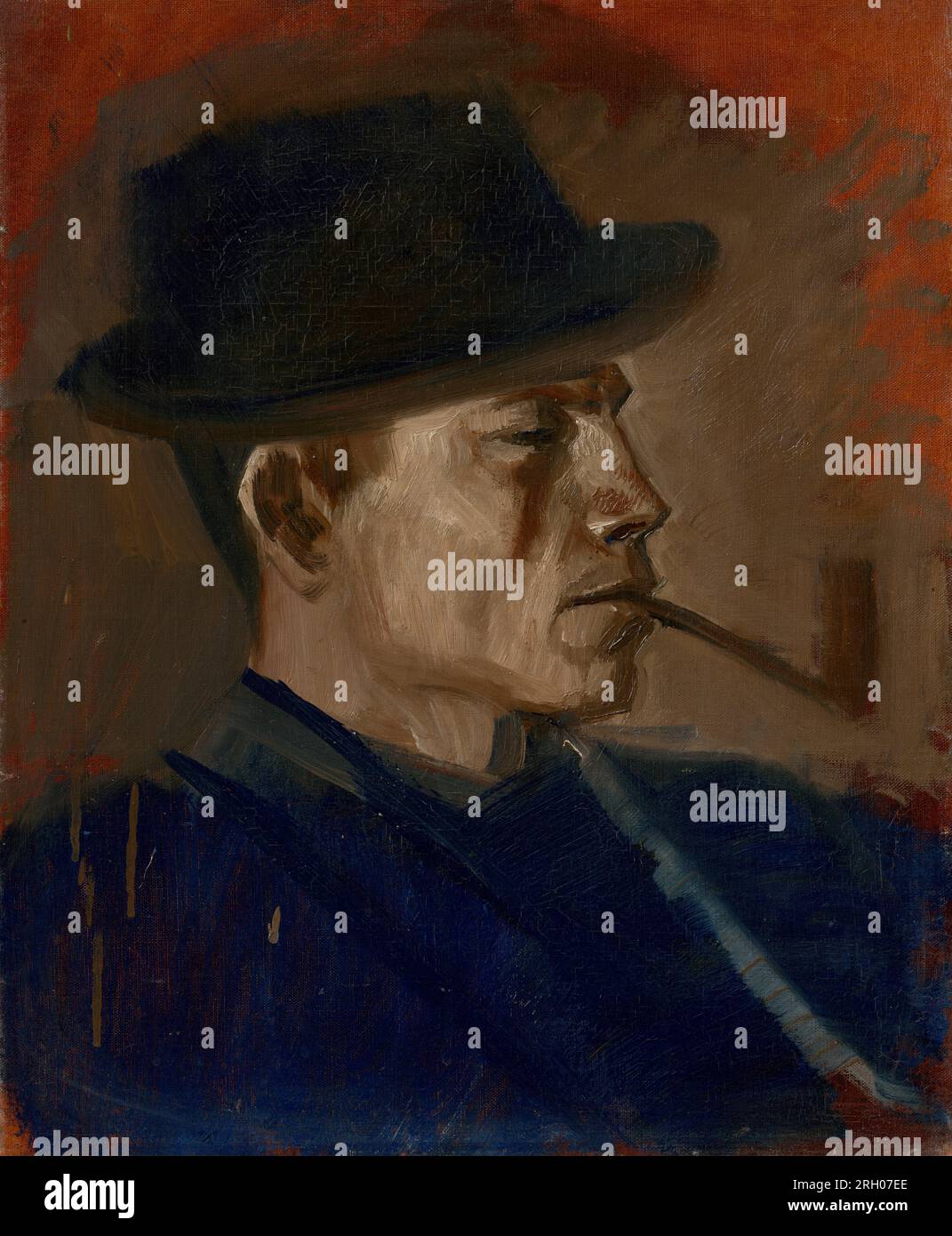 Man in Blue Smoking 1880 by László Mednyánszky Stock Photo - Alamy