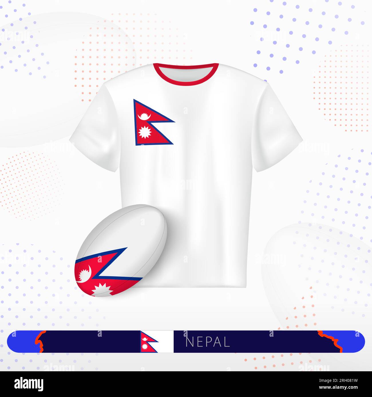 Nepal rugby jersey with rugby ball of Nepal on abstract sport ...