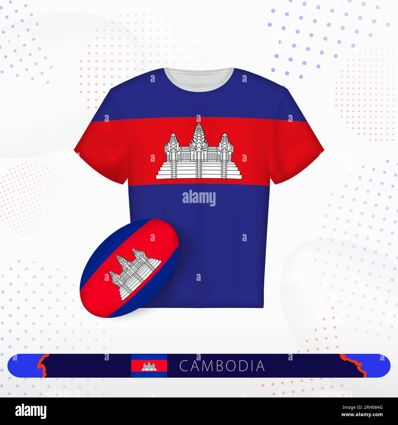 Cambodia rugby jersey with rugby ball of Cambodia on abstract sport ...