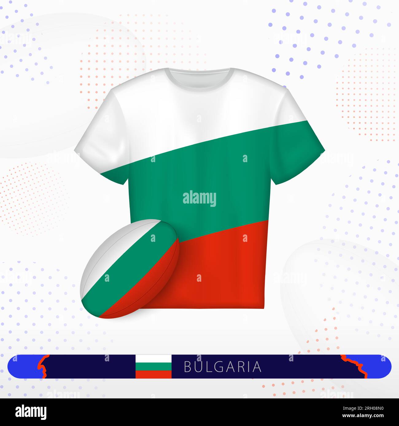Bulgaria rugby jersey with rugby ball of Bulgaria on abstract sport ...