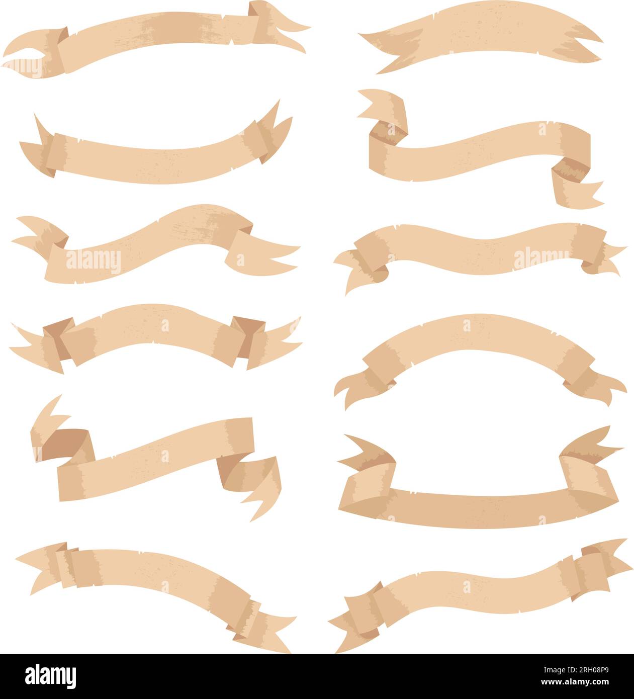 Old retro pirate label or ribbon set. Vintage ancient decoration in ...