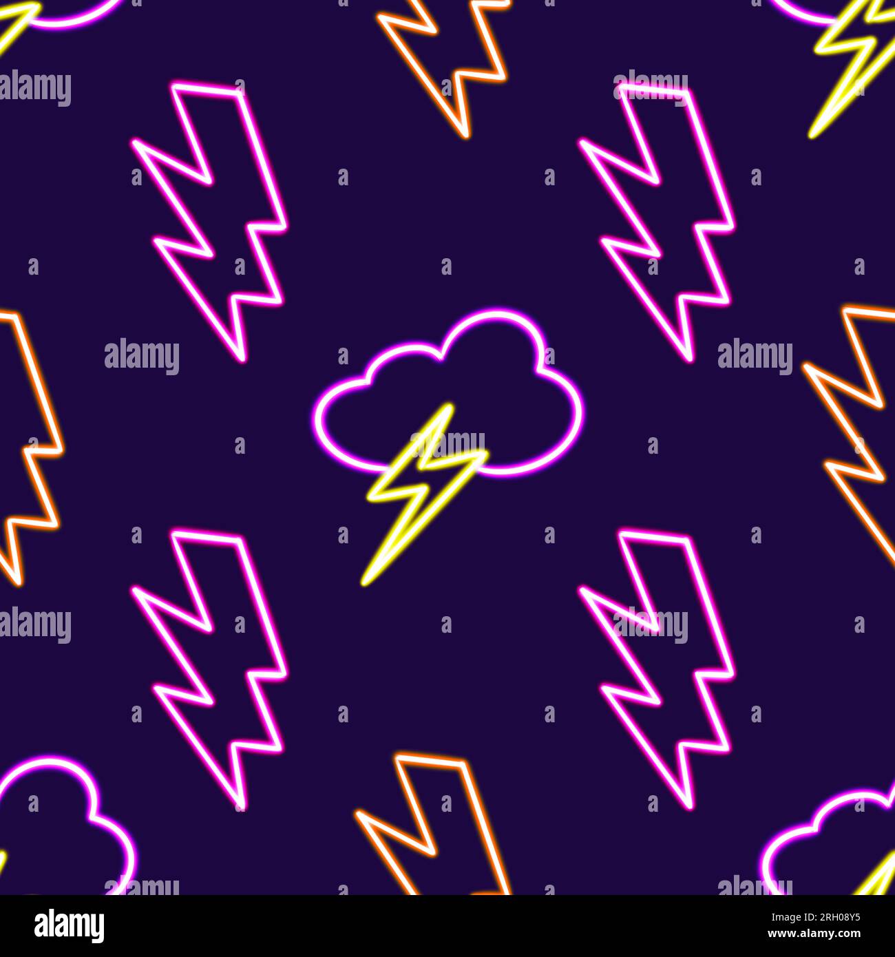 Seamless Neon Clouds Pattern. glowing desktop icon, neon sticker, neon ...