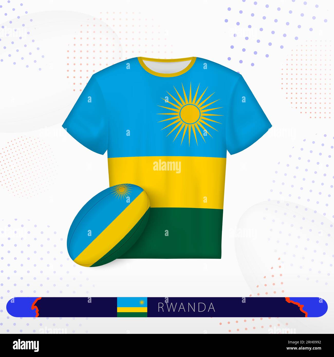 Rwanda rugby jersey with rugby ball of Rwanda on abstract sport ...
