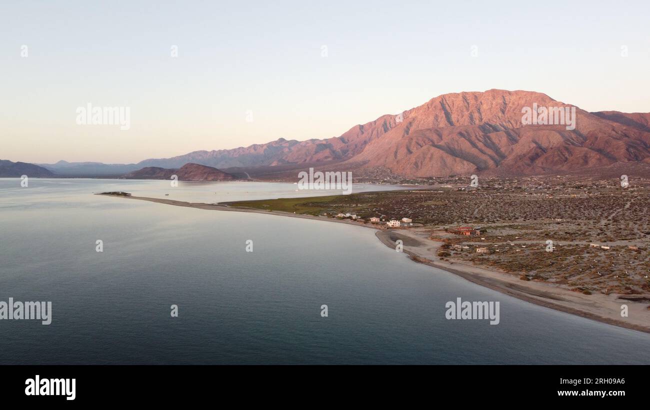 DRONE PHOTOGRAPHY OF DAWN IN BAHIA DE LOS ANGELES BAJA CALIFORNIA ...