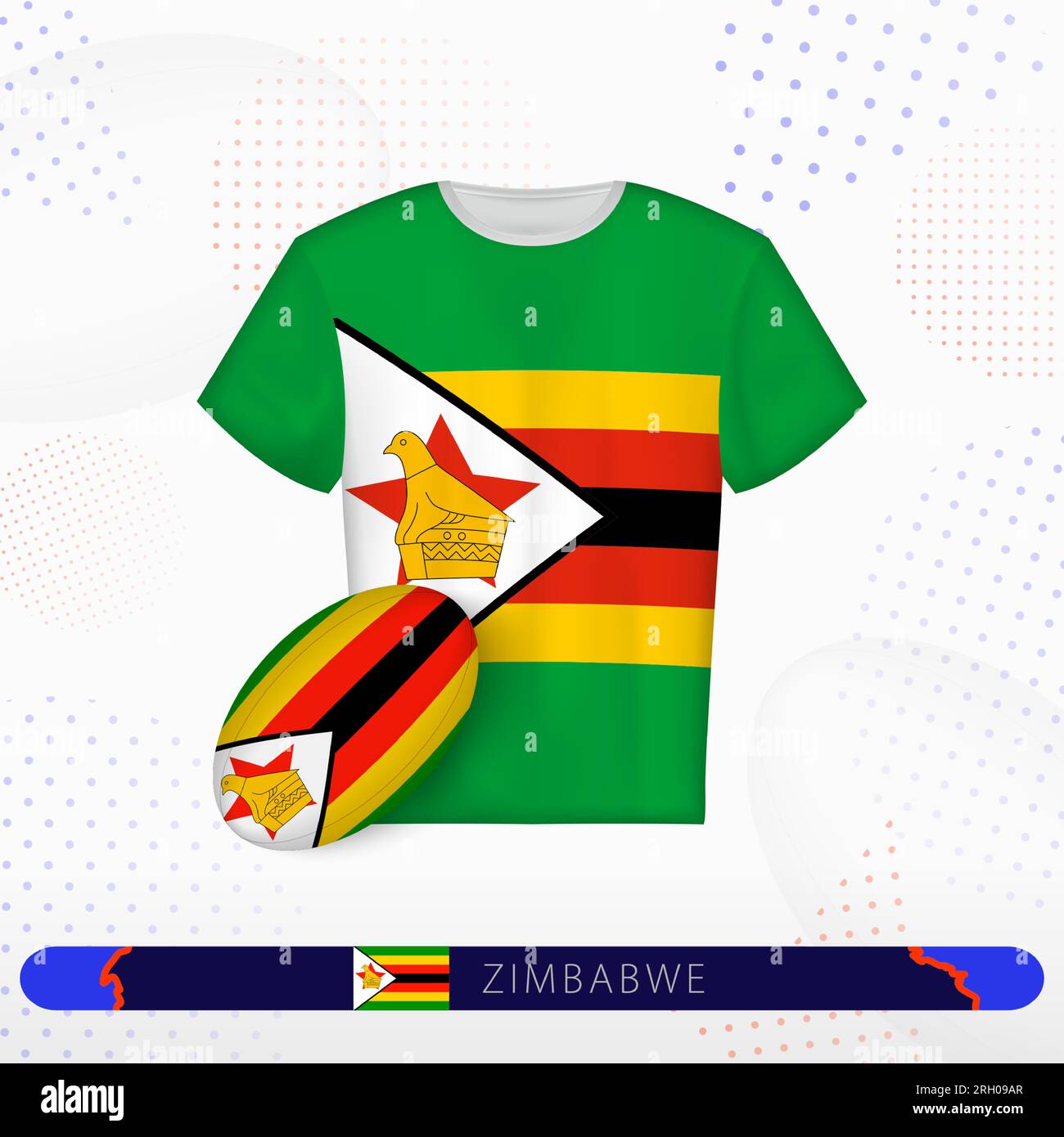 Zimbabwe rugby jersey with rugby ball of Zimbabwe on abstract sport ...