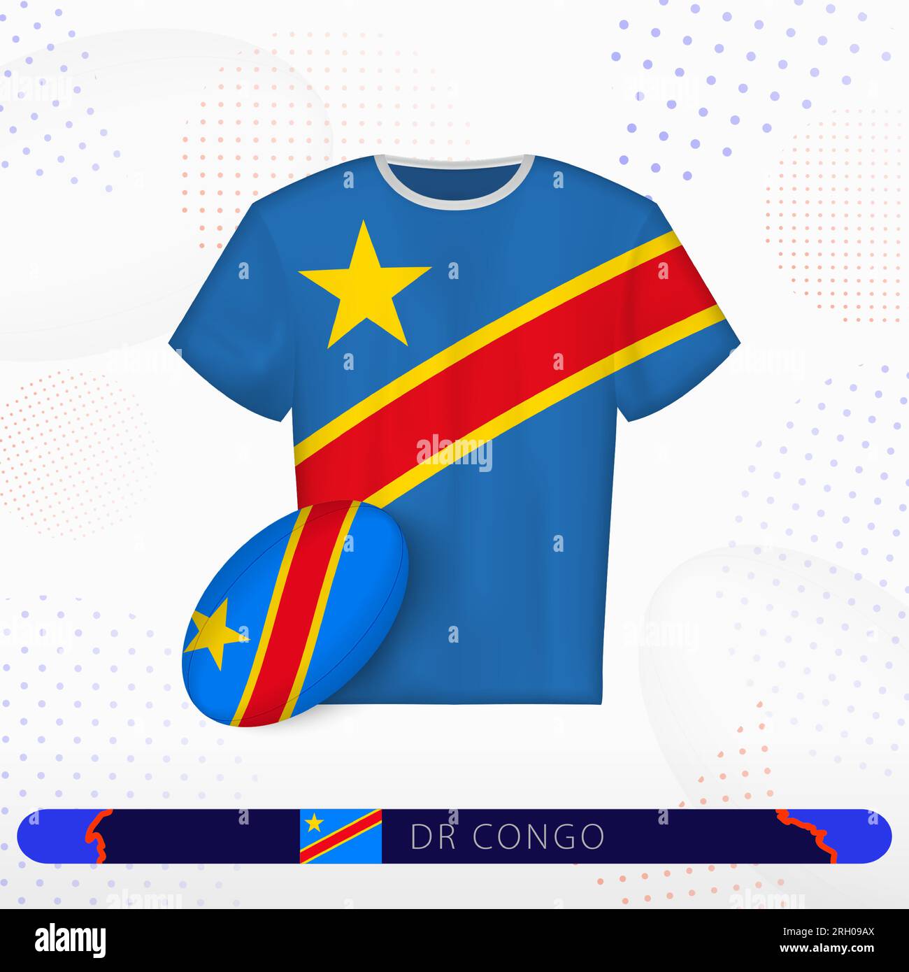 DR Congo rugby jersey with rugby ball of DR Congo on abstract sport ...