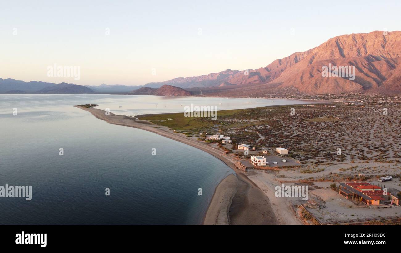 DRONE PHOTOGRAPHY OF DAWN IN BAHIA DE LOS ANGELES BAJA CALIFORNIA ...