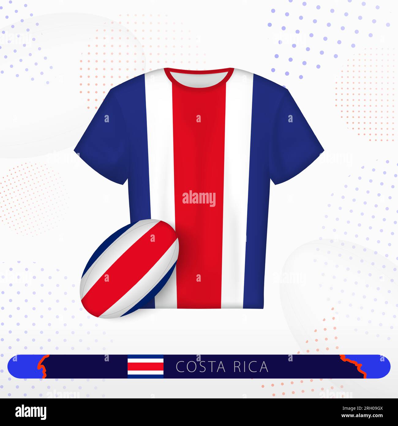 Costa Rica rugby jersey with rugby ball of Costa Rica on abstract sport ...