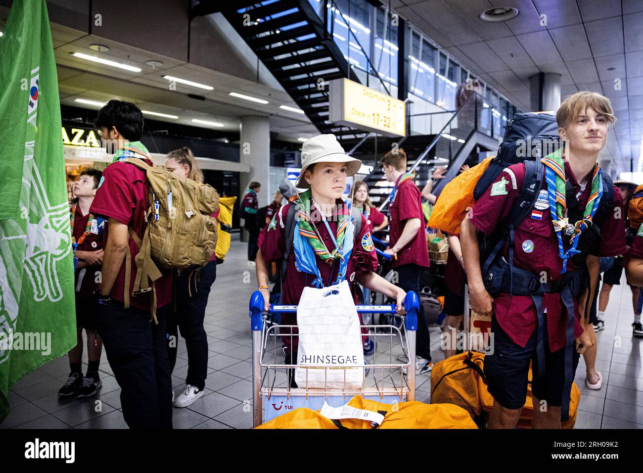 SCHIPHOL - Dutch scouts arrive at Schiphol. The scouts attended the ...