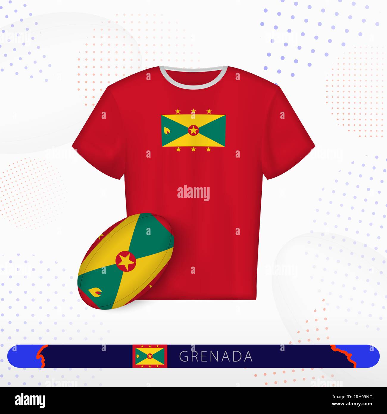 Grenada rugby jersey with rugby ball of Grenada on abstract sport ...