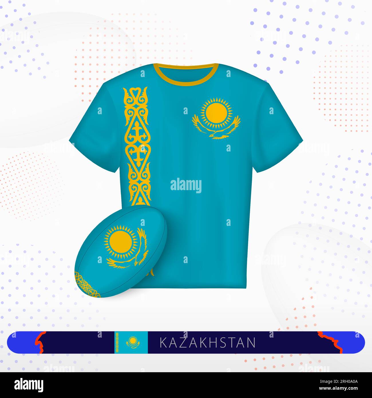 Kazakhstan rugby jersey with rugby ball of Kazakhstan on abstract sport ...
