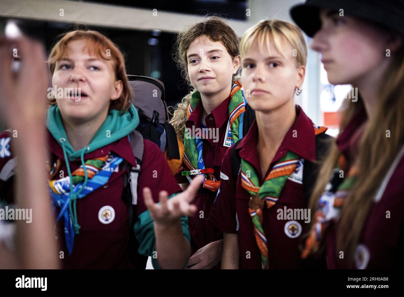 SCHIPHOL - Dutch scouts arrive at Schiphol. The scouts attended the ...