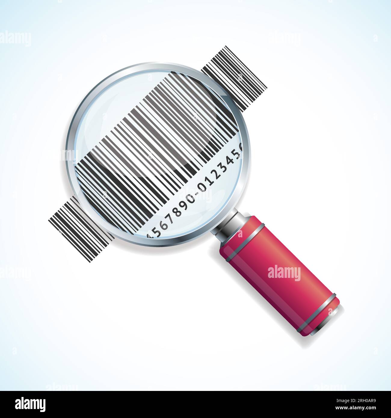 Vector illustration magnifier and barcode isolated on a white ...