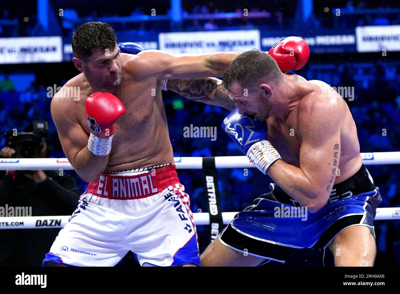Filip Hrgovic (left) and Demsey McKean in action in the International ...