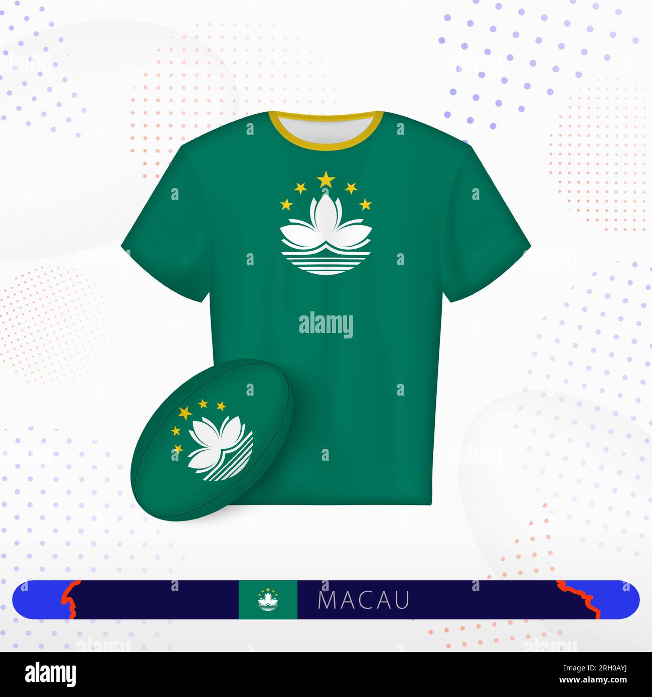 Macau rugby jersey with rugby ball of Macau on abstract sport ...