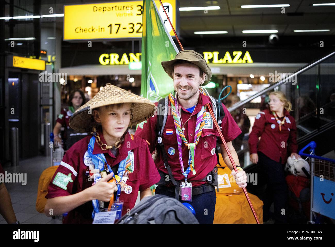 SCHIPHOL - Dutch scouts arrive at Schiphol. The scouts attended the ...