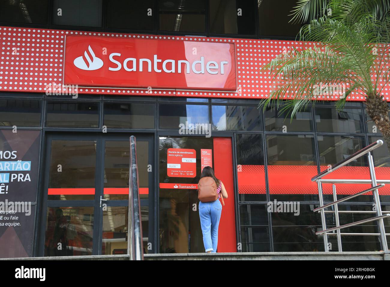 salvador, bahia, brazil - august 11, 2023: View of a Santander bank ...