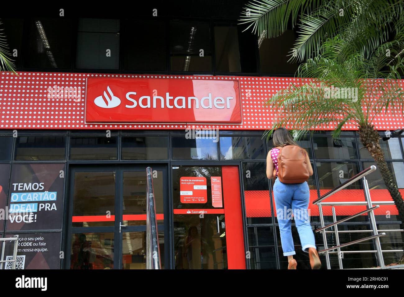 salvador, bahia, brazil - august 11, 2023: View of a Santander bank ...