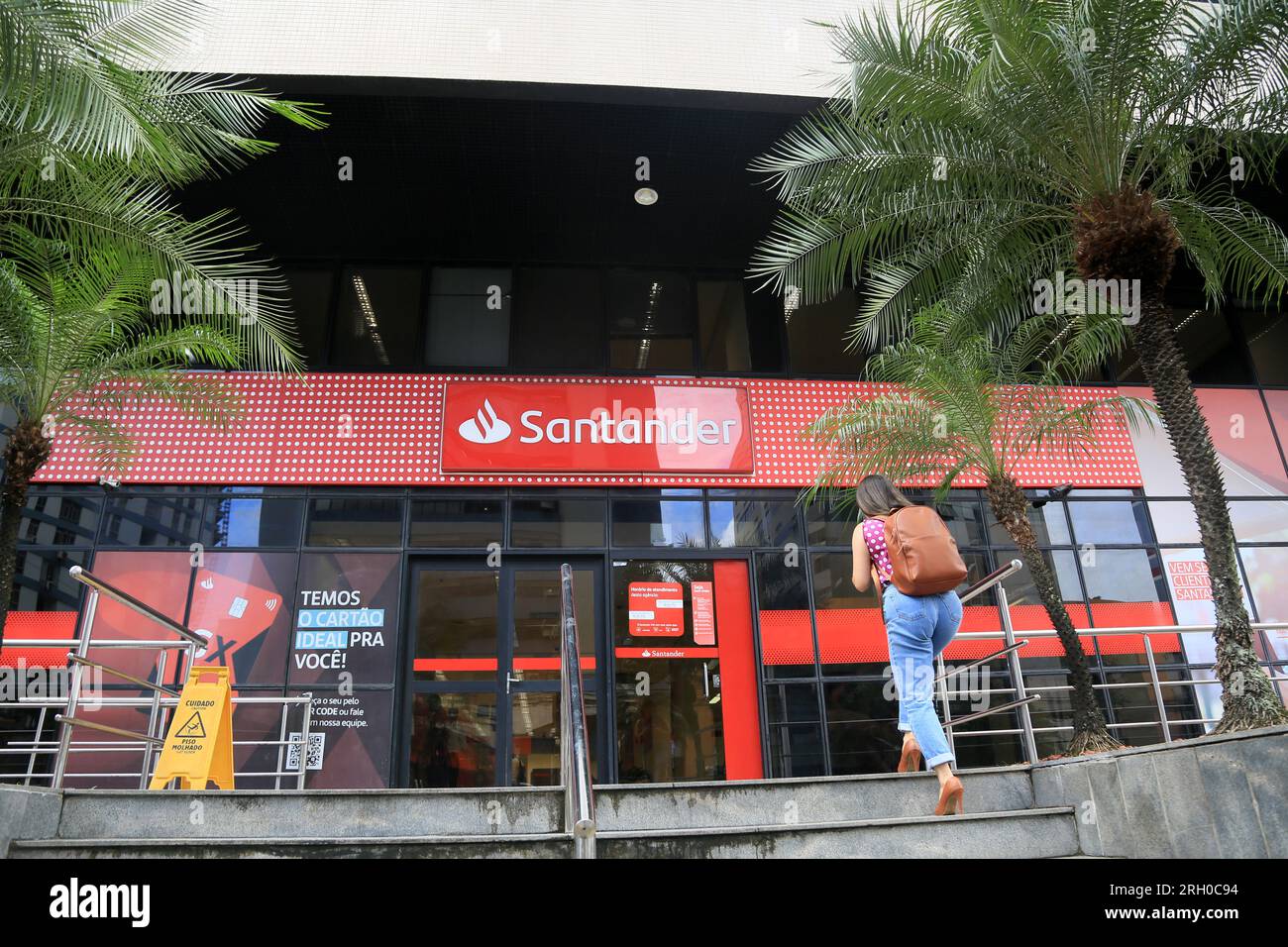 salvador, bahia, brazil - august 11, 2023: View of a Santander bank ...